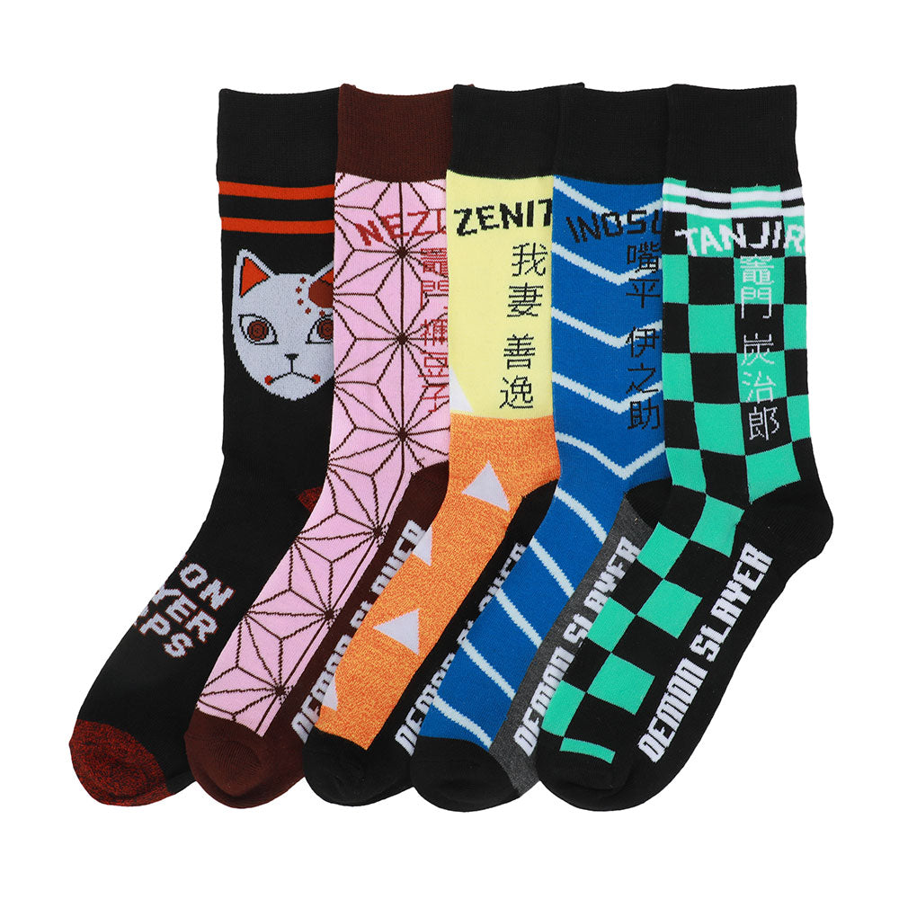 Demon Slayer Patterns 5 Pair Crew Socks