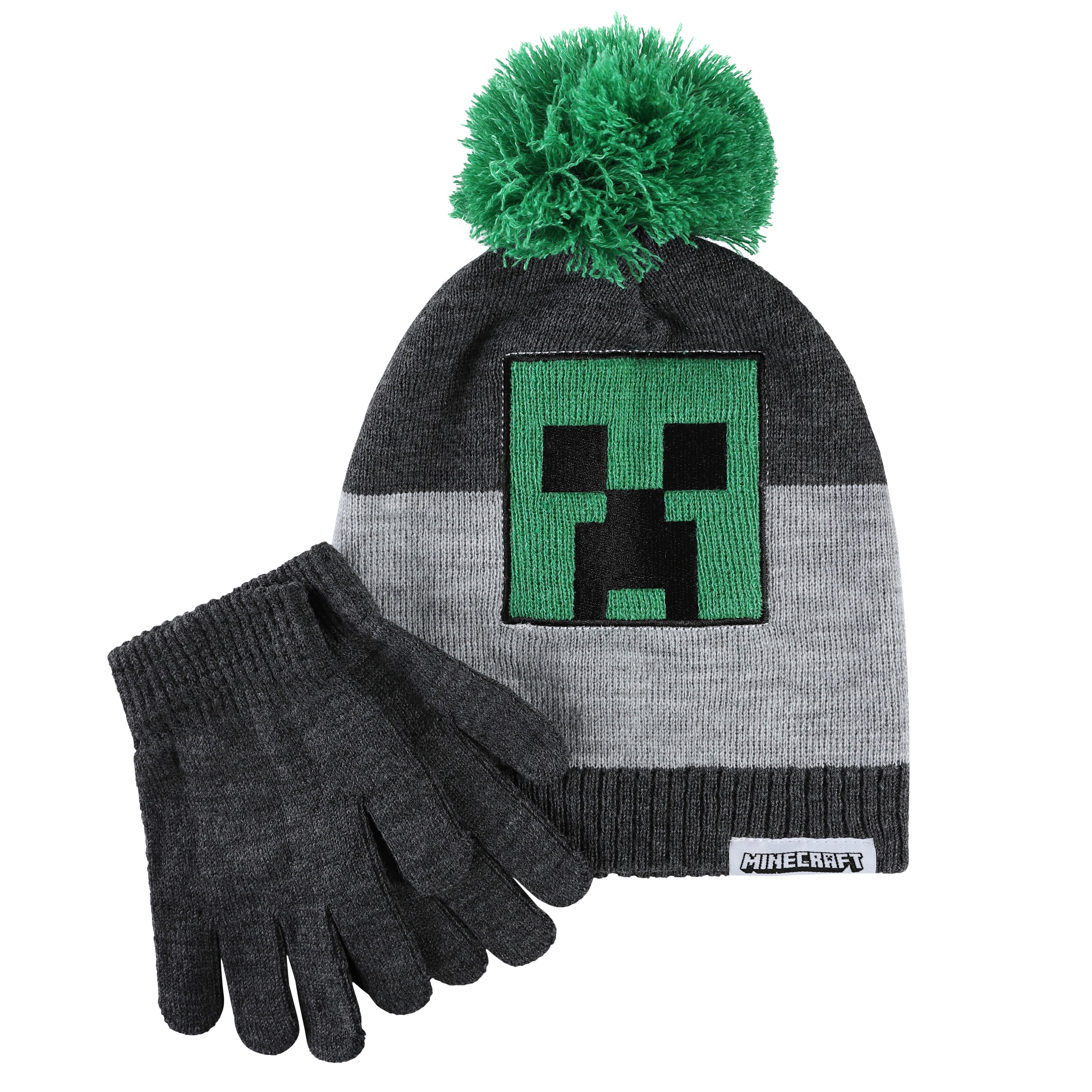 Wholesale Minecraft Creeper Kids Bobble Hat & Glove Set | Bioworld