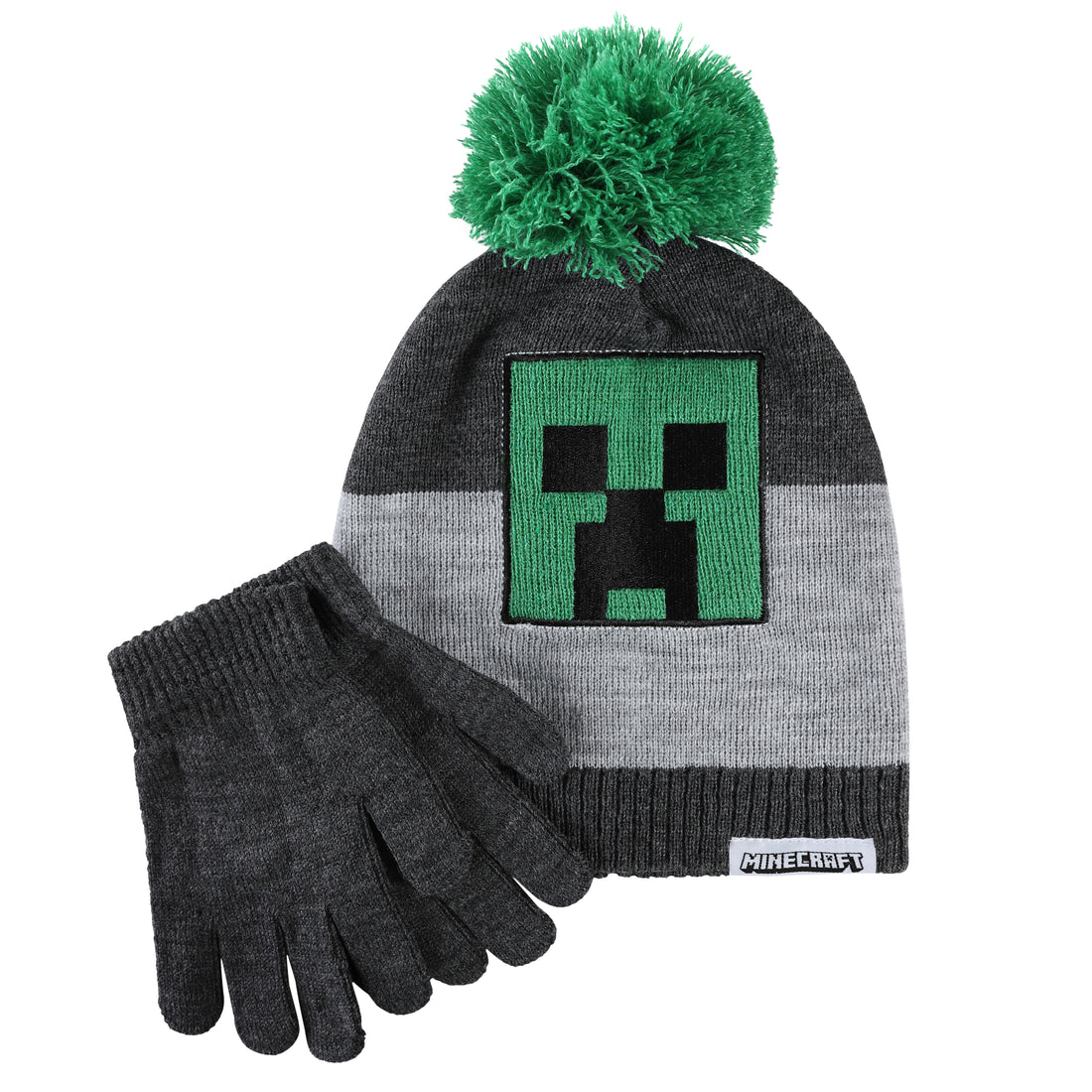 Wholesale Minecraft Creeper Kids Bobble Hat & Glove Set | Bioworld