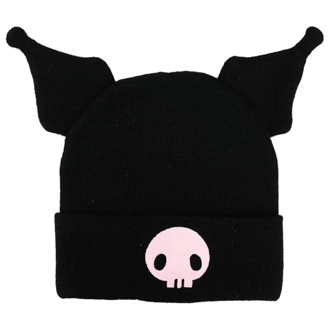 Wholesale Kuromi Embroidered Cuff Beanie Hat 3D Plush Ears | Bioworld